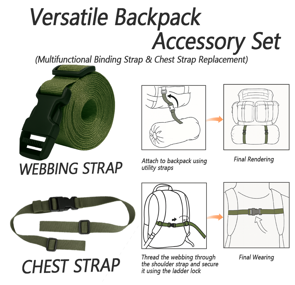 Tactical MOLLE Gear Utility Straps Set Replacement Chest Strap for ...
