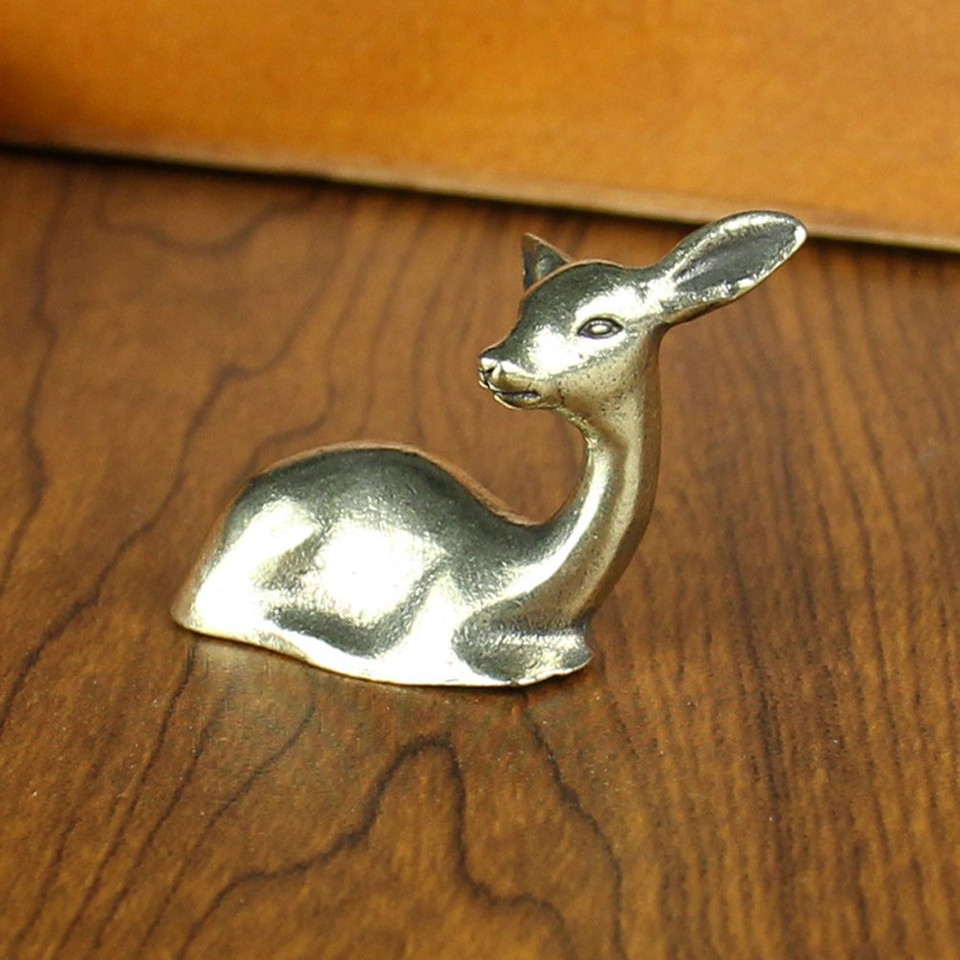 Cute Desktop Ornaments Brass Small Animal Statue Decor Exquisite Deer ...