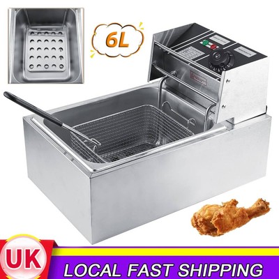 6L Versatile Electric Deep Fryer Fat Chip Frying Pan & Basket Stainless ...