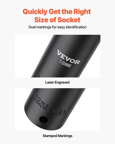 VEVOR Impact Sockets Set 1/2 Inch Drive 26 PCS Metric 10mm - 36mm Deep 6-Point | eBay