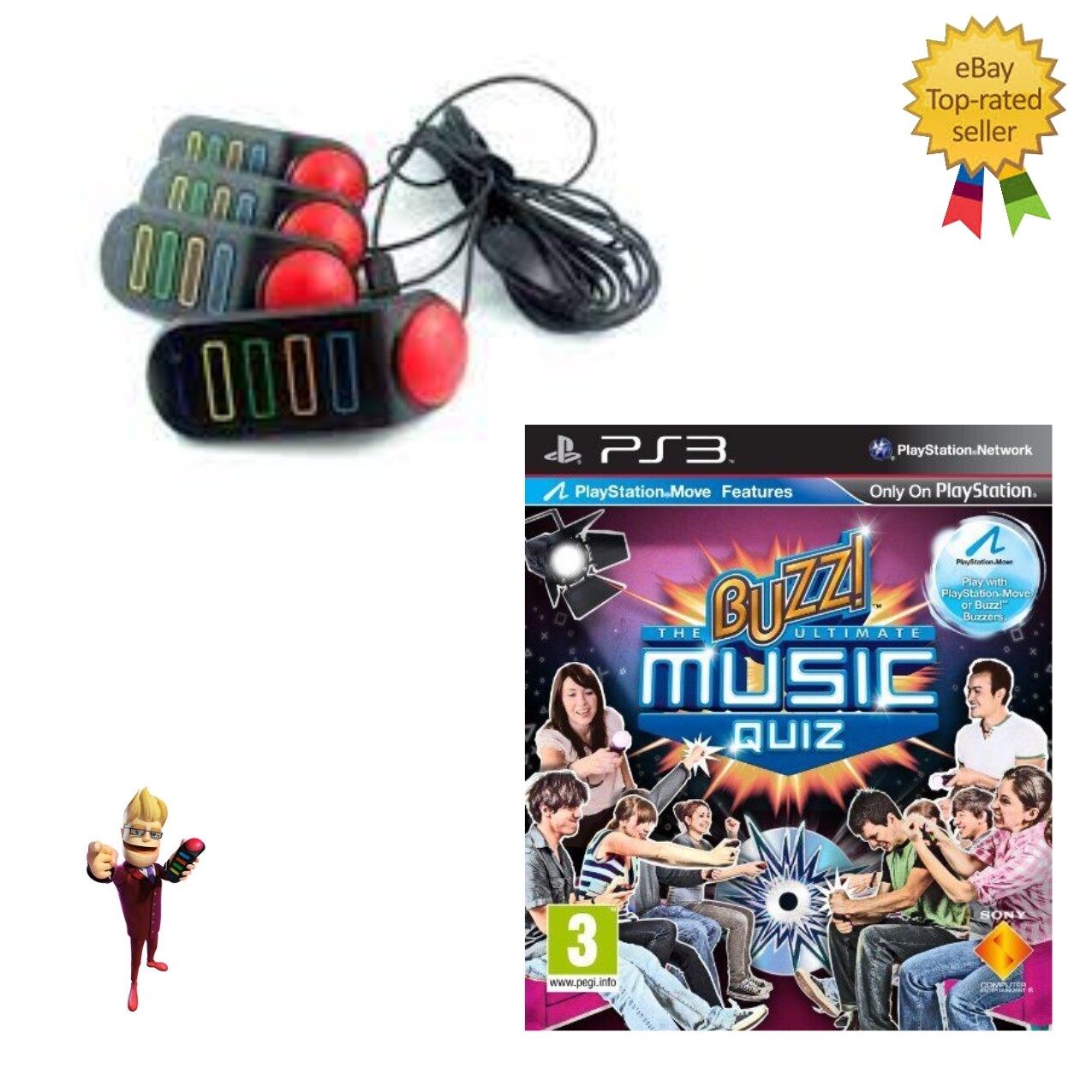 ps3 BUZZ! QUIZ GAMES + Official BUZZERS Controllers - Make Your ...