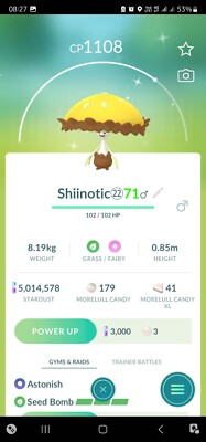 Pokémon Shiny Shiinotic ( Morelull Evolution ) GO | eBay