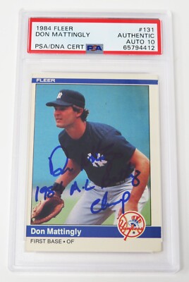 Don Mattingly YANKEES Signed Autograph 1984 Fleer Rookie Card 131 PSA ...