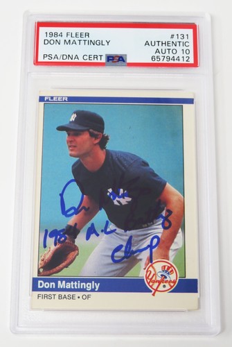 Don Mattingly YANKEES Signed Autograph 1984 Fleer Rookie Card 131 PSA ...