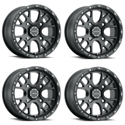 Set 4 15" Vision ATV 545 Rocker Satin Black Wheels 15x7 4x110 Rims 13mm ...