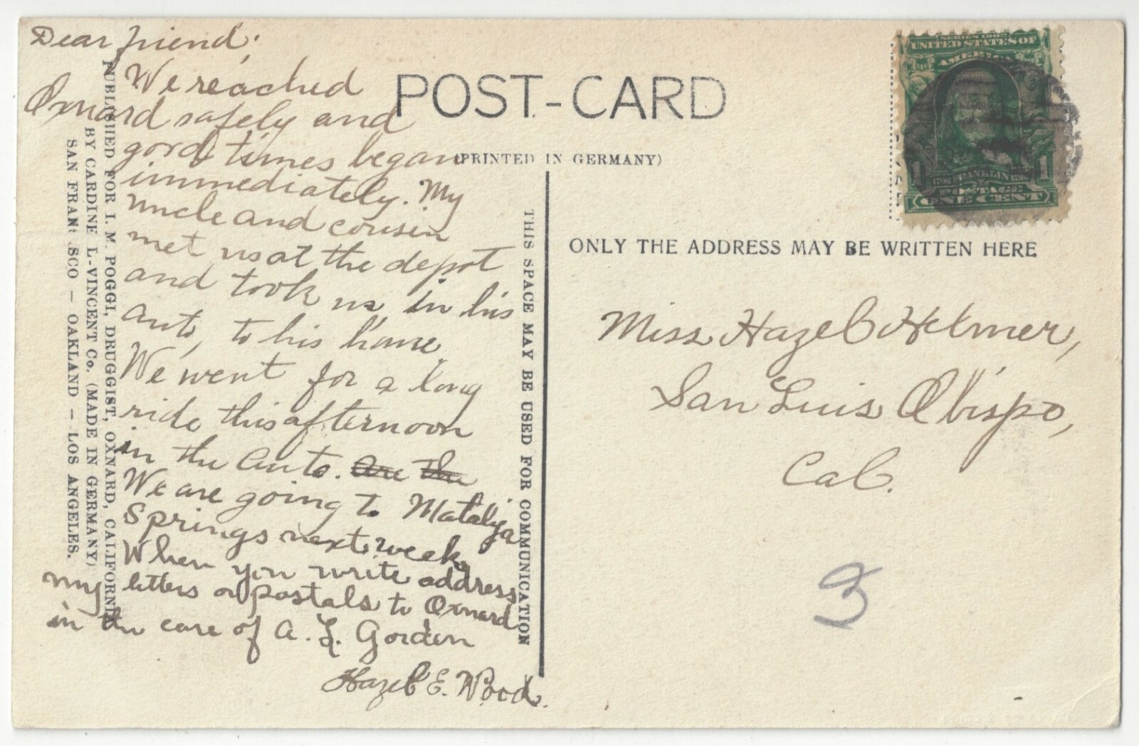 1909 Oxnard, California - Hand Colored Ventura County Postcard | eBay