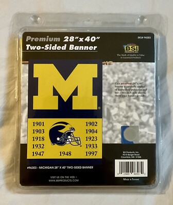 BSI Michigan Wolverines Champ Years Two Sided Banner 28” X 40” | eBay.de