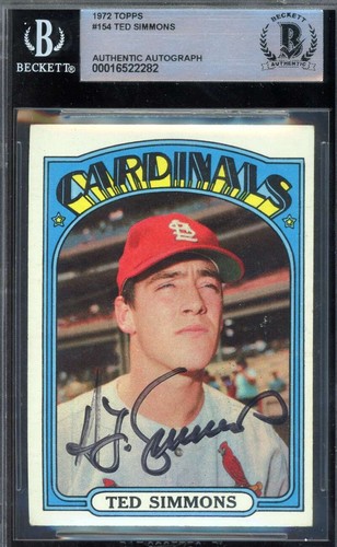 Ted Simmons Beckett BAS Signed 1972 Topps Autograph | eBay