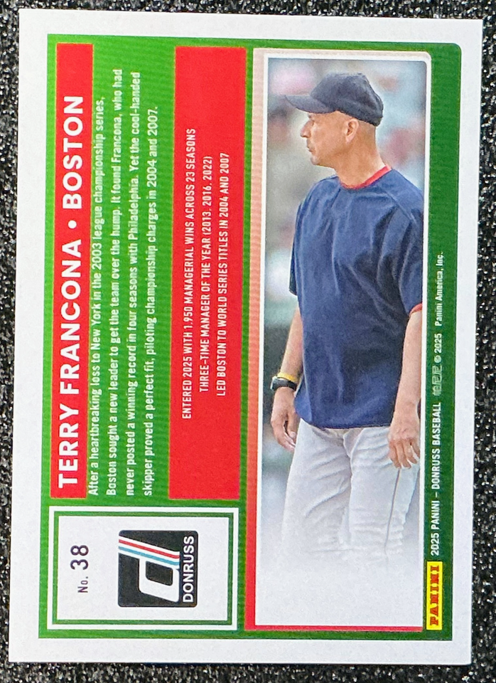 Terry Francona 2025 Panini Donruss #38 Laser - Red Sox | eBay