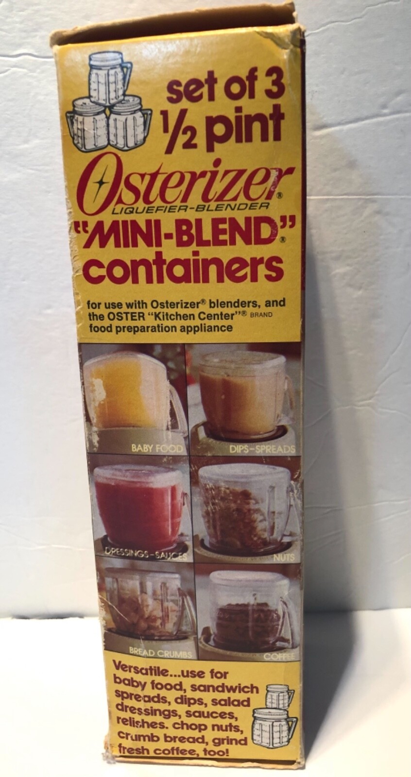 MINI-BLEND OSTERIZER Set of 3 1/2 Pint Containers LIQUEFIER-BLENDER New ...