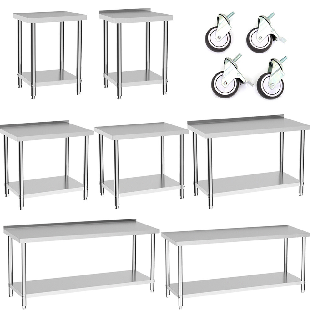 Stainless Steel Commercial Kitchen Food Prep Work Table+Over Shelf ...