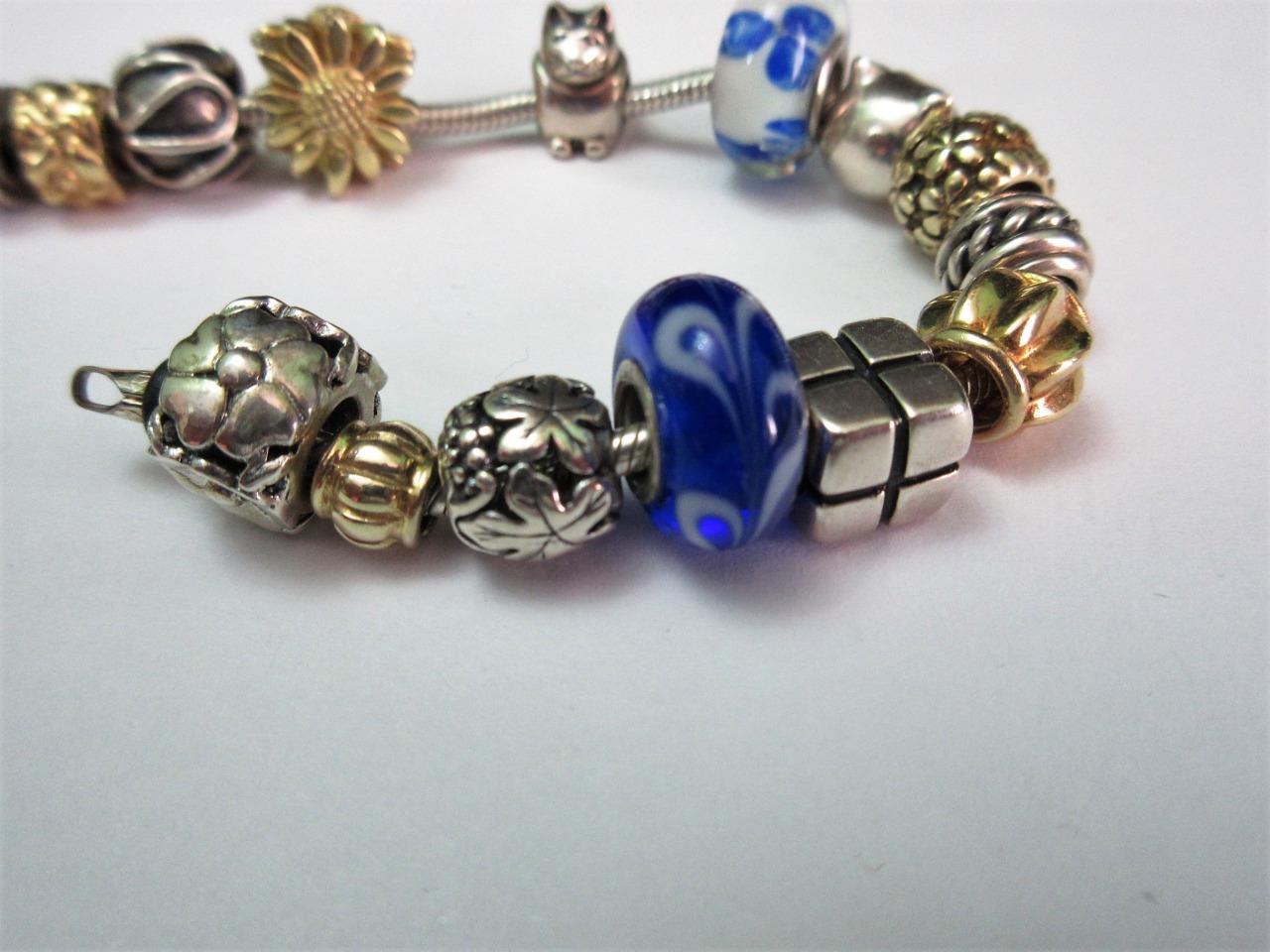 Vintage STERLING SILVER SLIDER CHARM BRACELET & 19 CHARMS, 70g, Cat ...