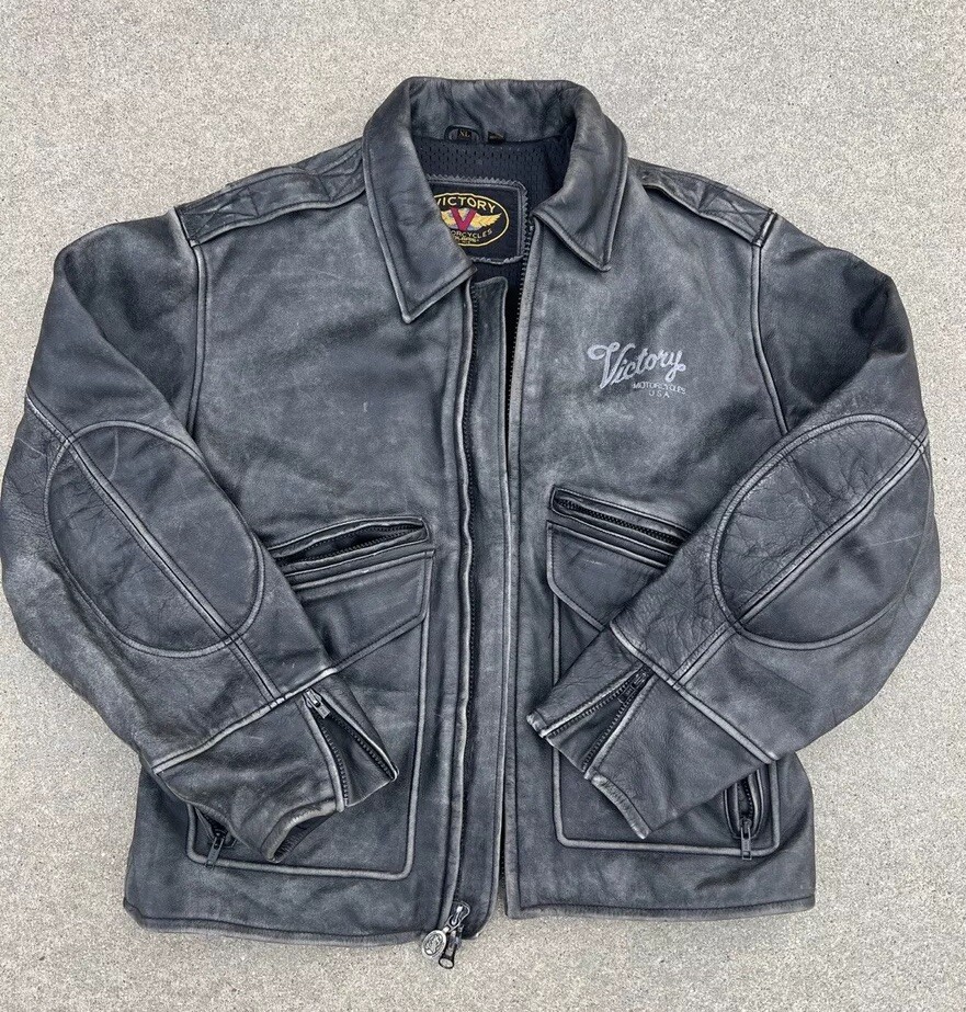 Vintage Distressed Victory Motorcycle Polaris Leather… - Gem
