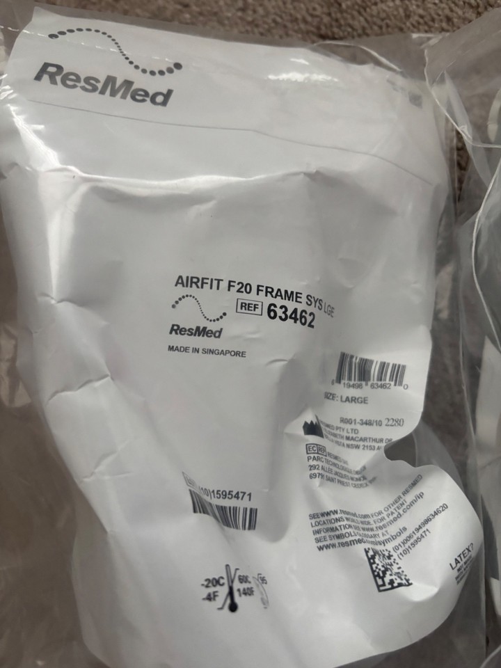 Lot of 4 - NEW ResMed AirFit F20 Frame System LARGE 63462 New Sealed | eBay