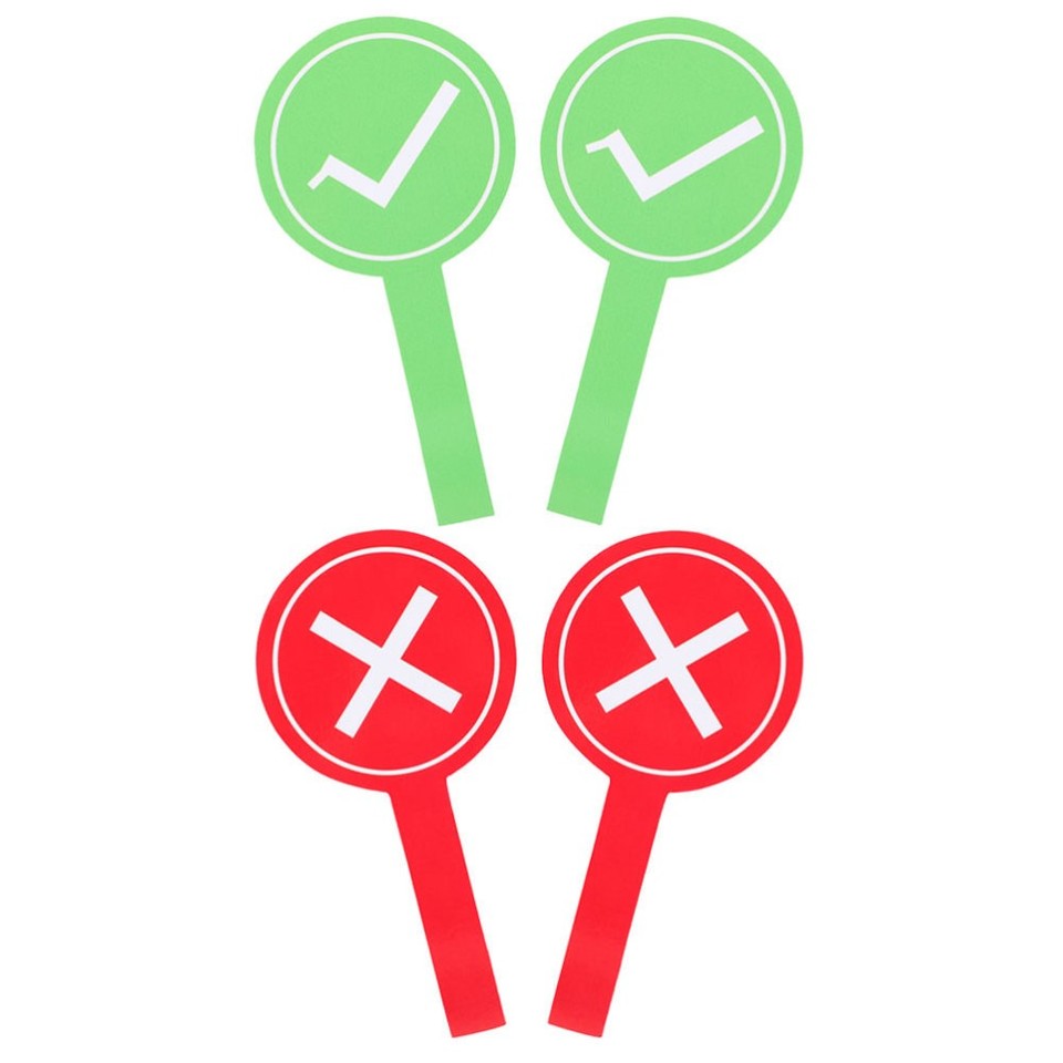 4 Pcs Hand Holding Toy Student Baby True False Paddles Green Red Voting ...