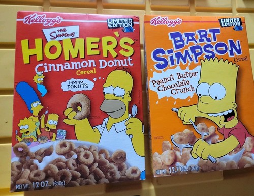 THE SIMPSONS SEALED SET BART SIMPSON CEREAL & HOMER'S CINNAMON DONUT ...