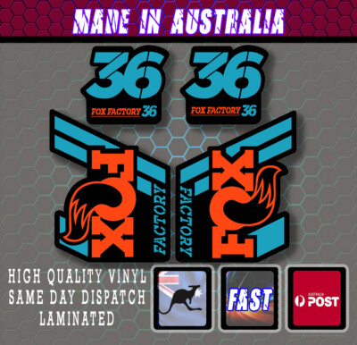 FOX Factory 36 style Fork Decals Stickers Ocean Blue/Orange/Black ...