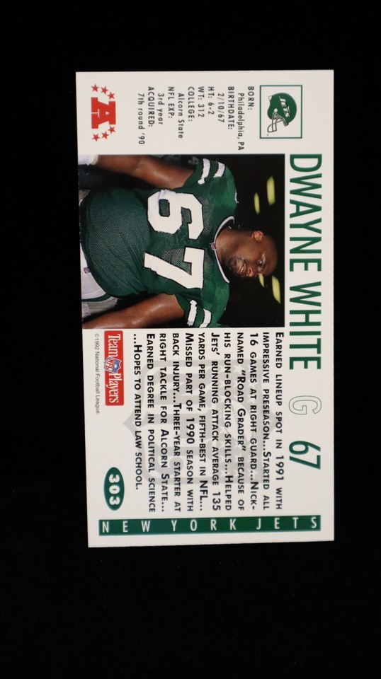 1992 Dwayne White RC New York Jets GameDay Card #303 | eBay