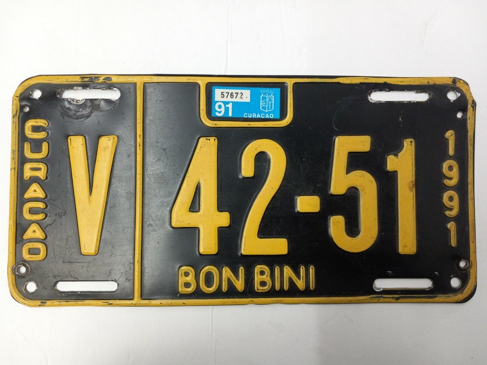 1991 CURACAO BON BINI LICENSE PLATE #V 42-51 | eBay