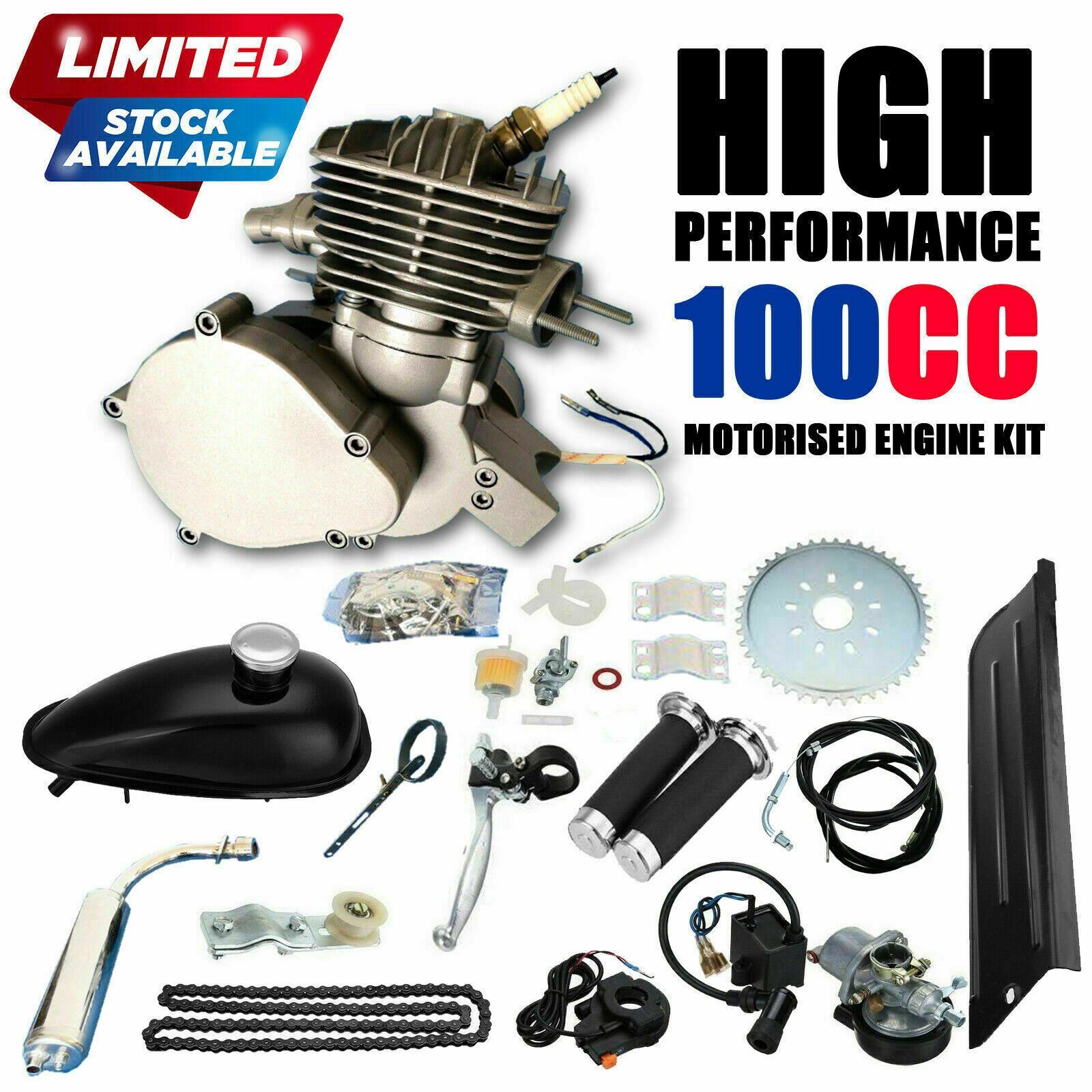 DIY 80CC 100CC MOTORISED PUSH BIKE ENGINE MOTOR KIT WITH 27.5" BICYCLE ...
