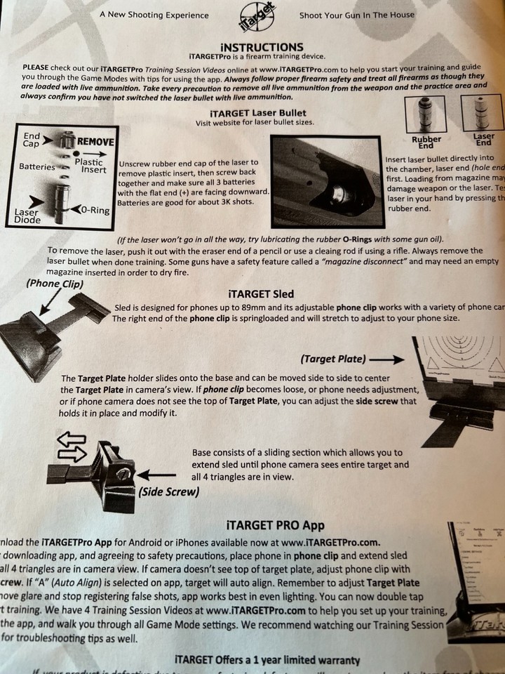 iTarget Pro Target Sled & Training System Dry Fire Laser I Target ...