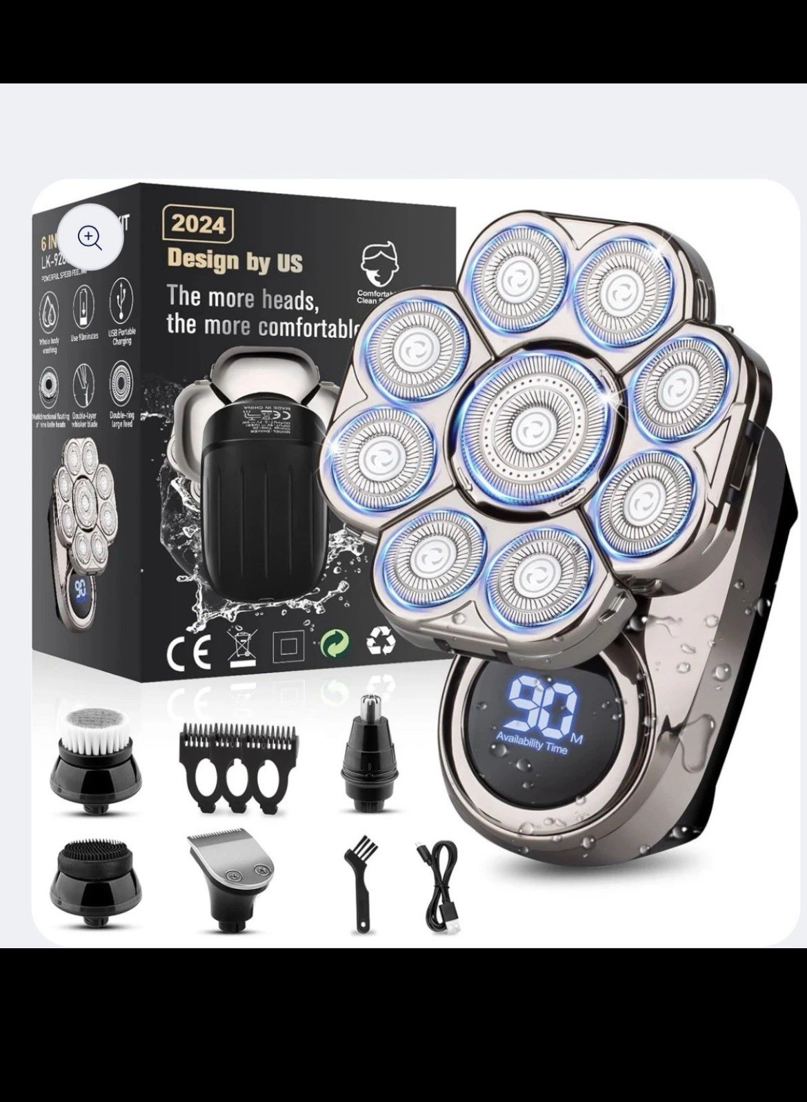 9D Electric Head Shaver for Bald Men, Upgraded 5-in-1 Head Shaver for ...