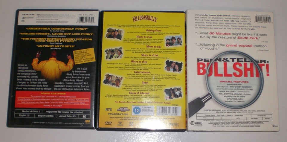 lot of 3 dvds - Da Ali G Show Season 1, Killinaskully, Penn & Teller ...
