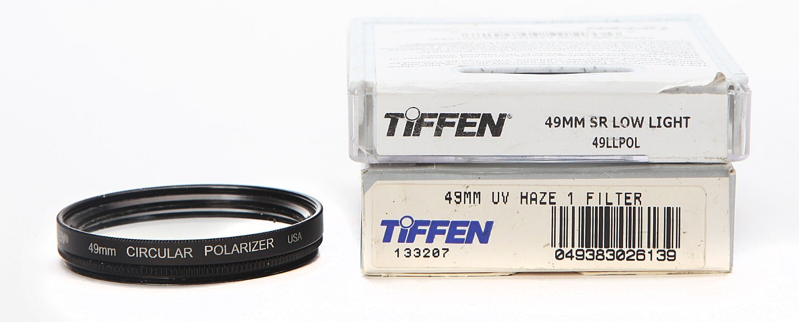 Lot of 3 Tiffen Filters, 49mm Haze 1, Low Light Pol., Circular Pol ...