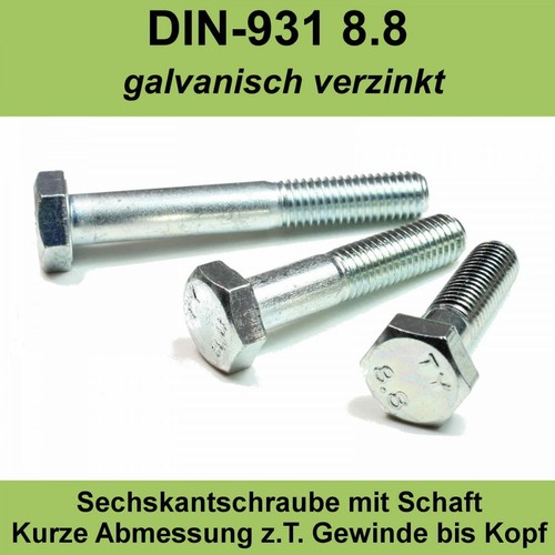 M12 DIN 931 8.8 Sechskantschrauben mit Teilgewinde Schaft verzinkte ...