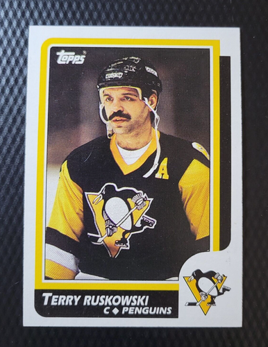 1986-87 Topps TERRY RUSKOWSKI Pittsburgh Penguins NHL Career Stats Card ...