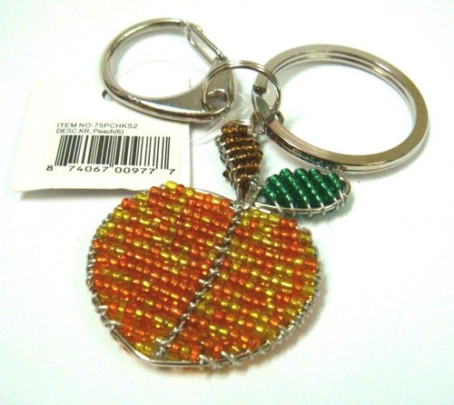 Georgia Peach Charm Key Chain Ring by Beadworx Purse Pendant Fashion ...
