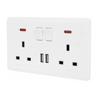 1-5PC Double Wall Plug Socket 2 Gang 13A 2 Charger USB Ports Outlets ...