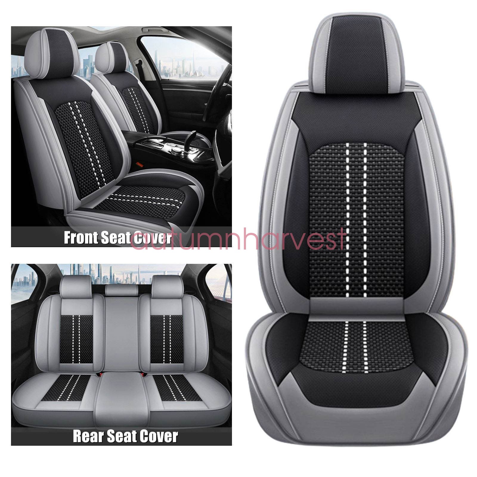 For Mercedes Benz Leather Car Seat Covers Front+Rear Seat Protector ...