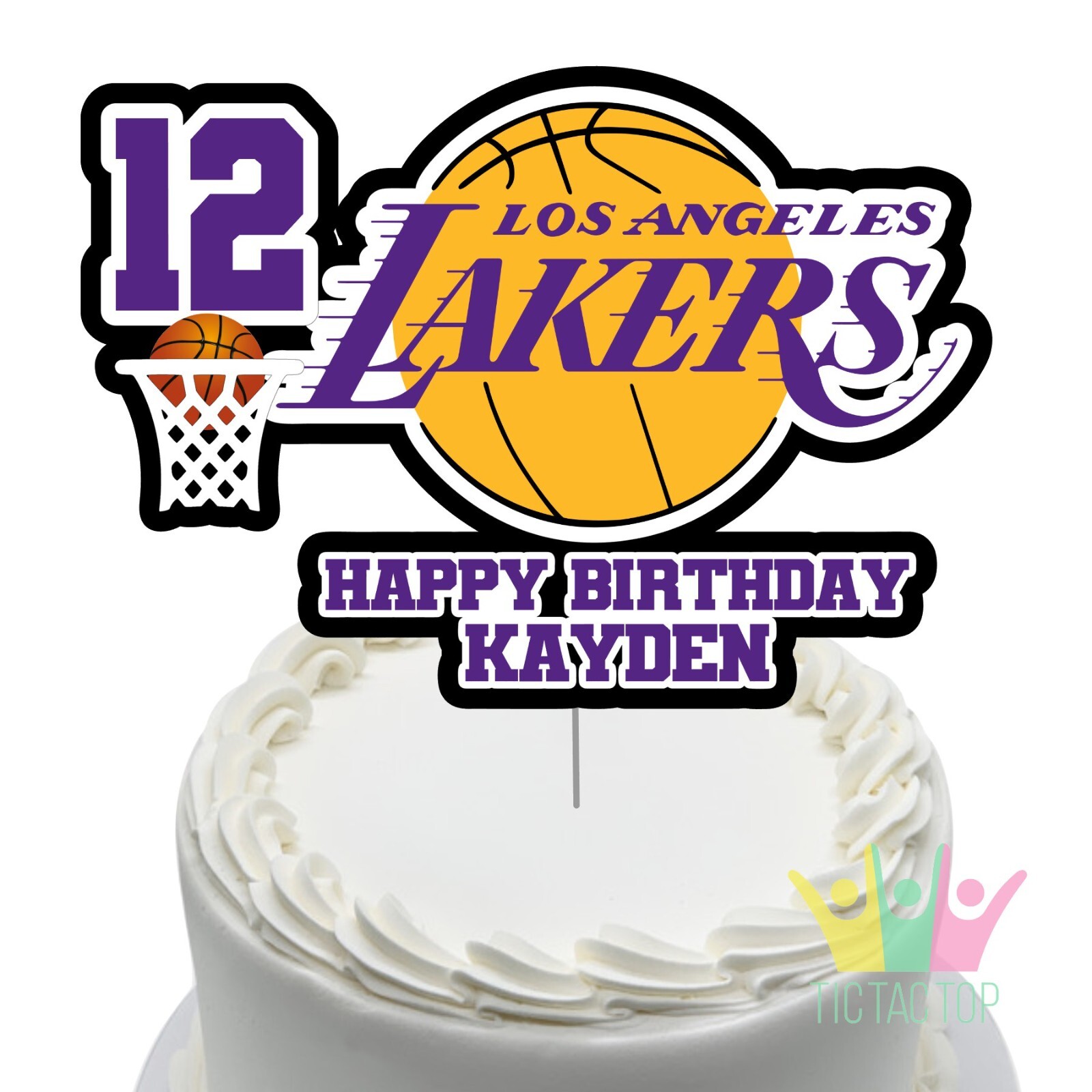 Los Angeles Lakers Cake Topper CUSTOM Lolly Bag Party Cupcake Flag ...