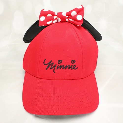 Disney Women's Minnie Mouse Baseball Cap Hat Red Black Adjustable W/Bow ...
