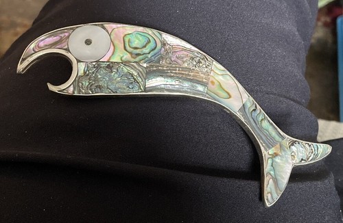 Abalone inlay Fish Bottle Opener with Alpaca Silver Frame Mexico | eBay