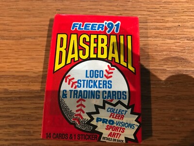 Fleer 91 Unopened Sealed Pack Logo Sticker + Trading Baseball Cards ...
