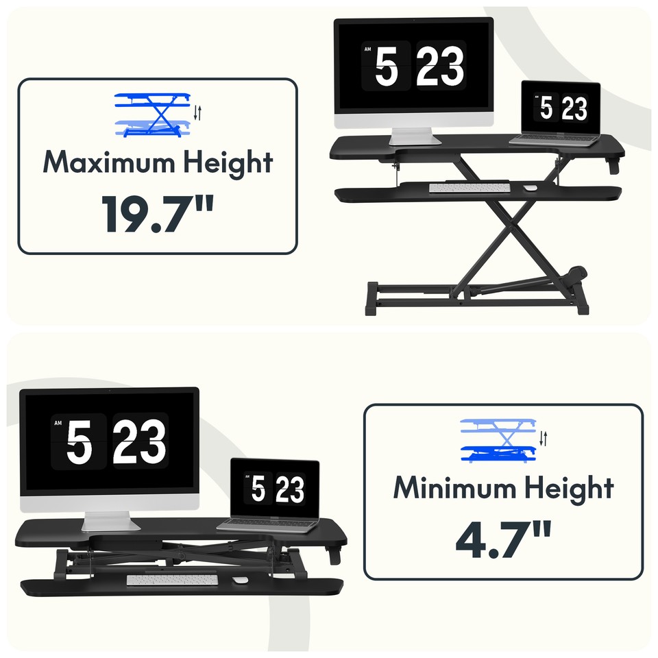 FlexiSpot 35" Black Home Office Desk Riser Adjustable Standing Desk ...
