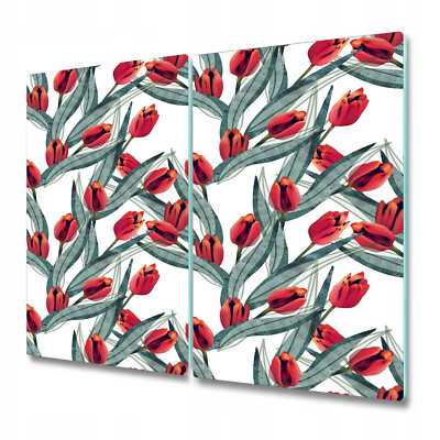 Glass Meat Board Induction Ceramic Hob Cover Worktop Saver Tulips ...