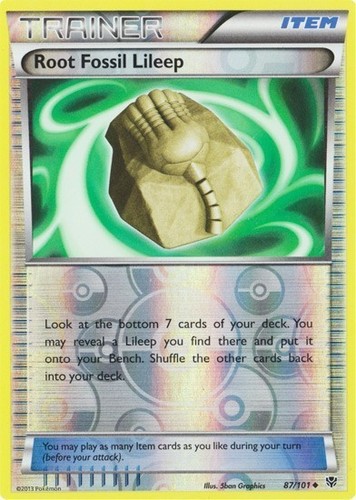 Root Fossil Lileep 87/101 B&W Plasma Blast REVERSE HOLO PERFECT MINT ...