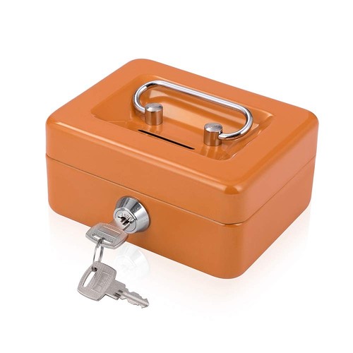 Small Cash Box with Lock and Slot Locking Money Box Metal Coin Piggy ...