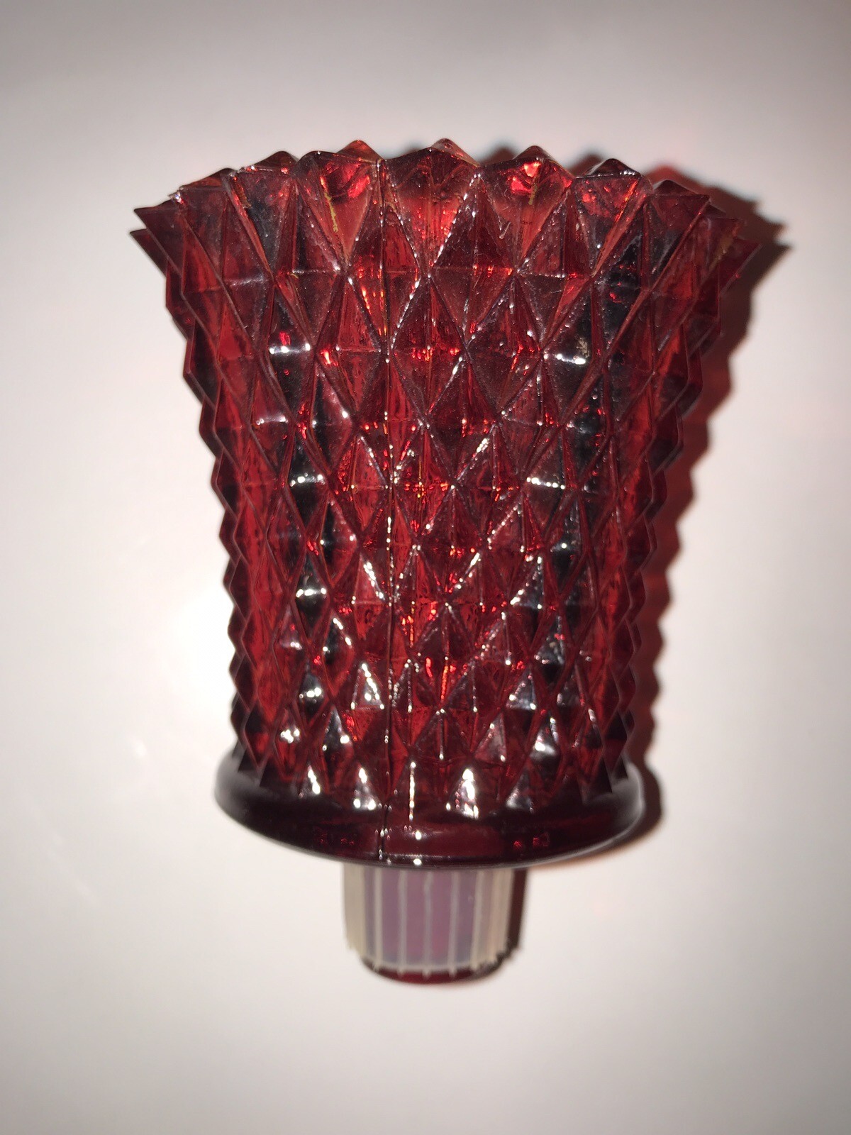 1 Vintage Red Flash Glass Diamond Point Peg Votive Candle Holder HOMCO ...