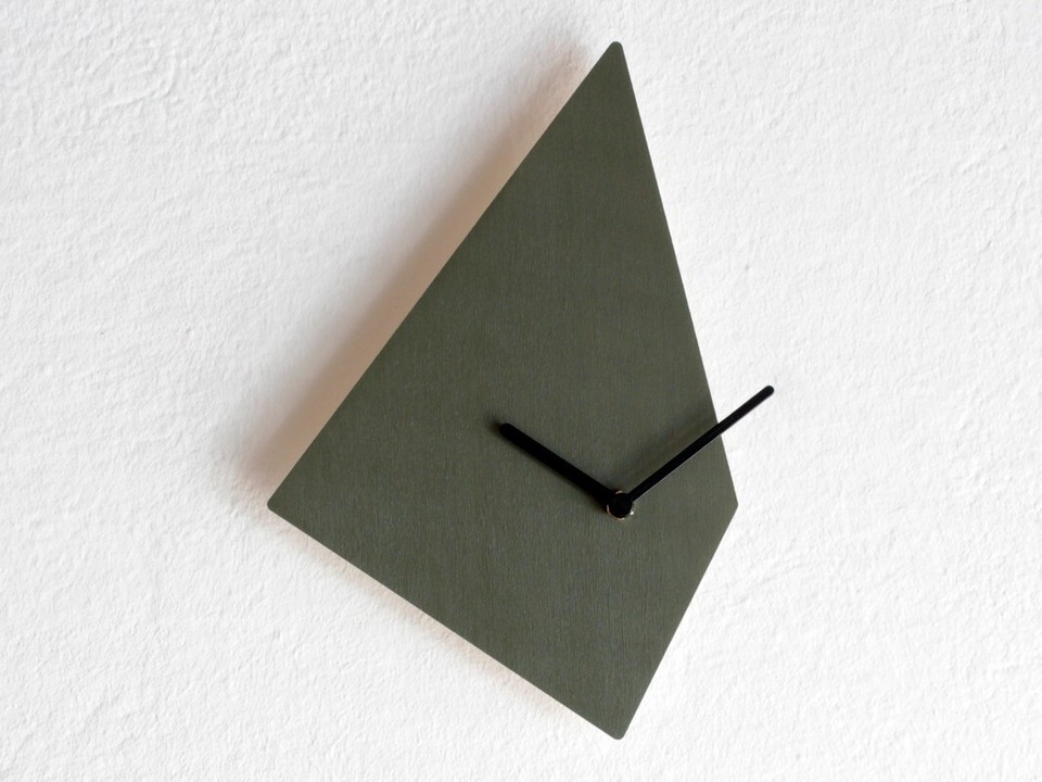 Irregular Contemporary Turquoise Rhombus Wooden Wall Clock Small Quiet ...