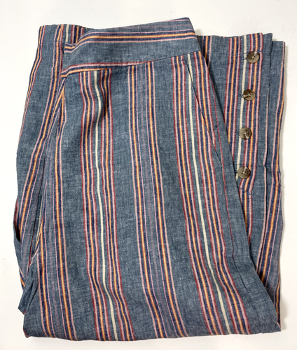 Madewell Wide Leg Cropped Linen Blend Pants Striped Blue XL NWOT | eBay