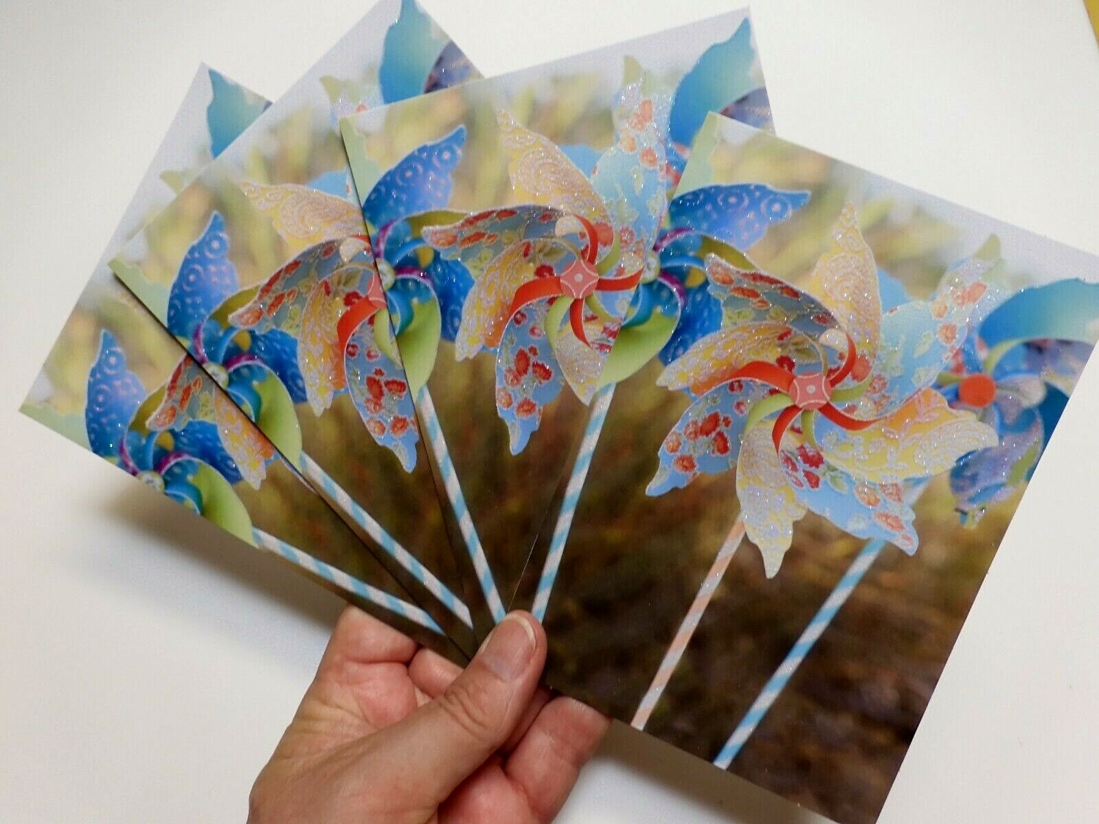 4 Cards Hallmark Heartline Encouragement FUN Pinwheels Colorful Blank ...