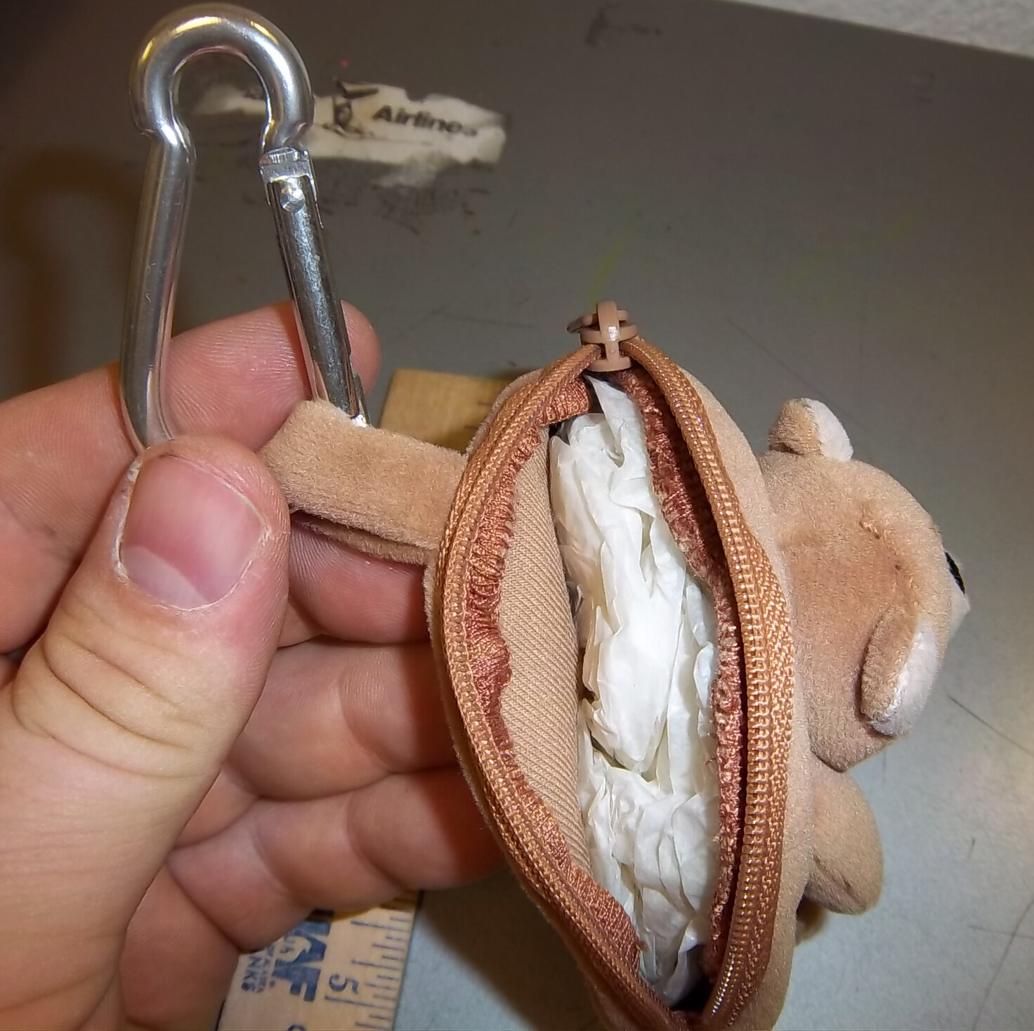 Cute BEAR coin purse w/ caribiner style Keyring , great for purse or ...