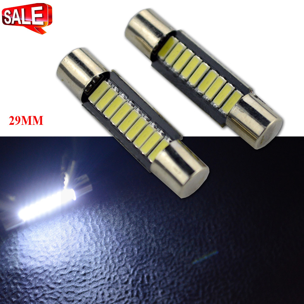10X White T6 29mm 9-LED 4014 SMD Bulb For Car Sun Visor Vanity Mirror ...