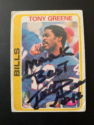 Tony Greene Signed 1978 Topps Card Buffalo Bills Autograph COA TO MARK ...