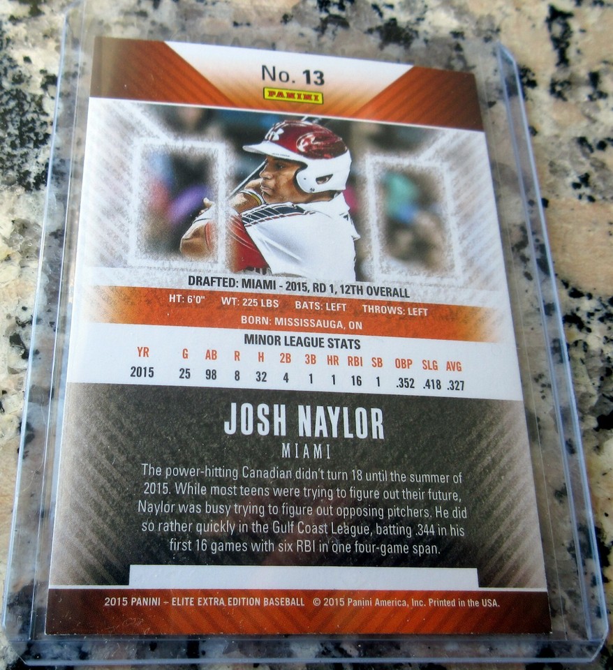 JOSH NAYLOR 2015 Panini Elite #1 Draft Pick 1st TRUE Rookie Card RC ...