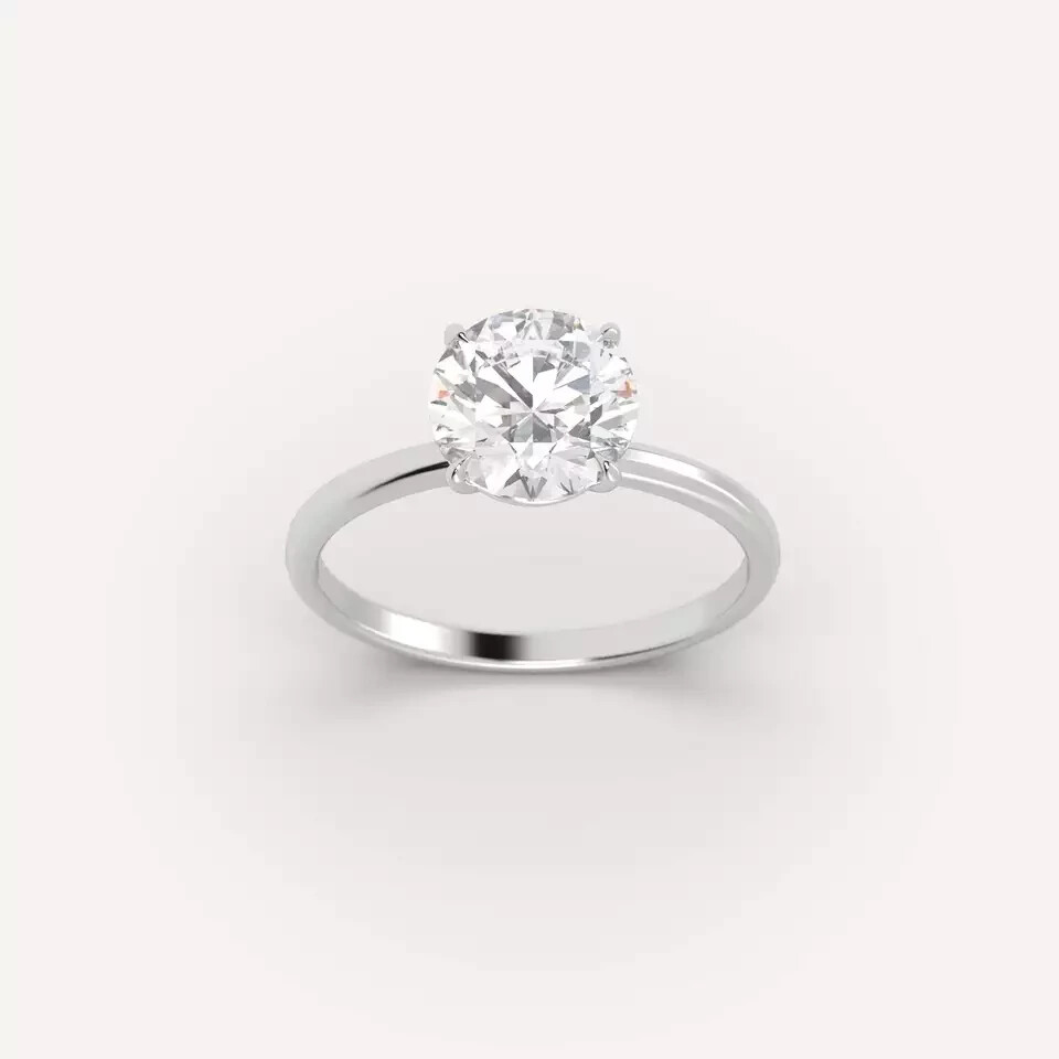 1.50 carat Round Cut Engagement Ring Certified Natural Diamond in 950 ...
